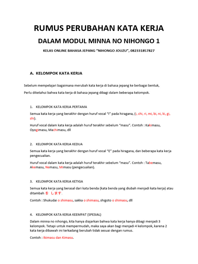 Rumus Perubahan Kata Kerja | PDF