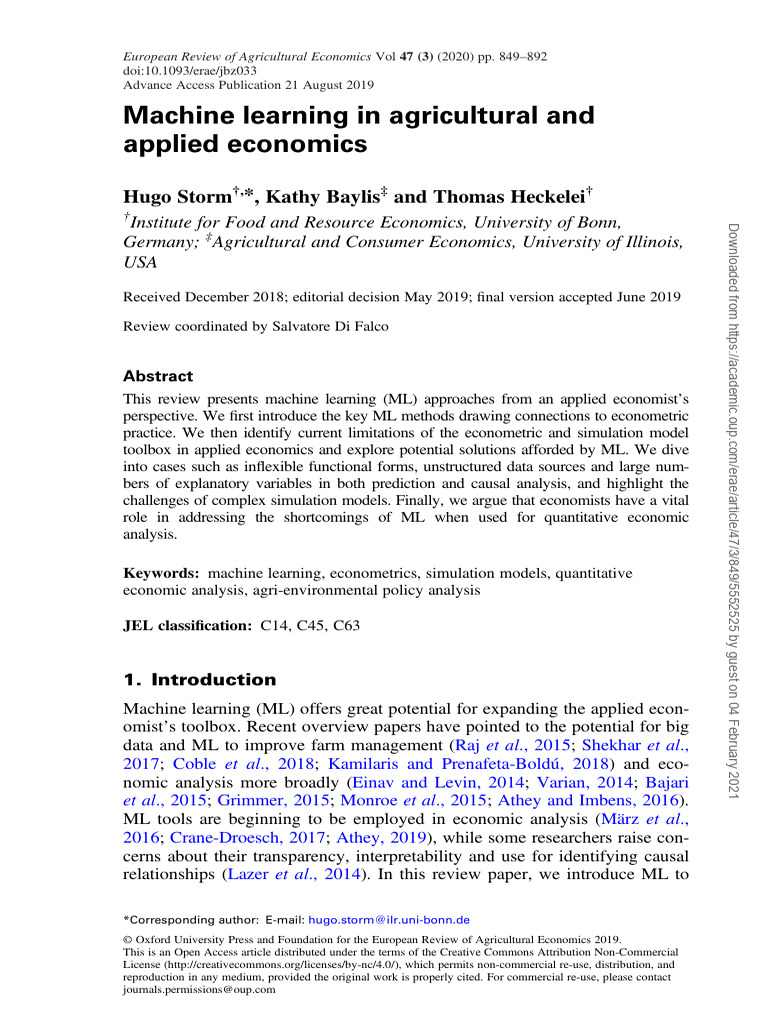 machine learning in agriculture and applied economics | PDF | Cross Validation (Statistics ...