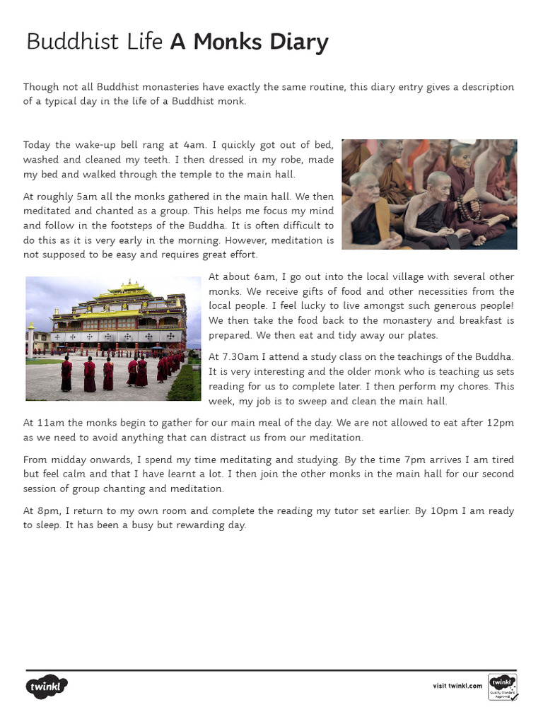 p5 Buddhist Life Monks Day Info Sheet | PDF