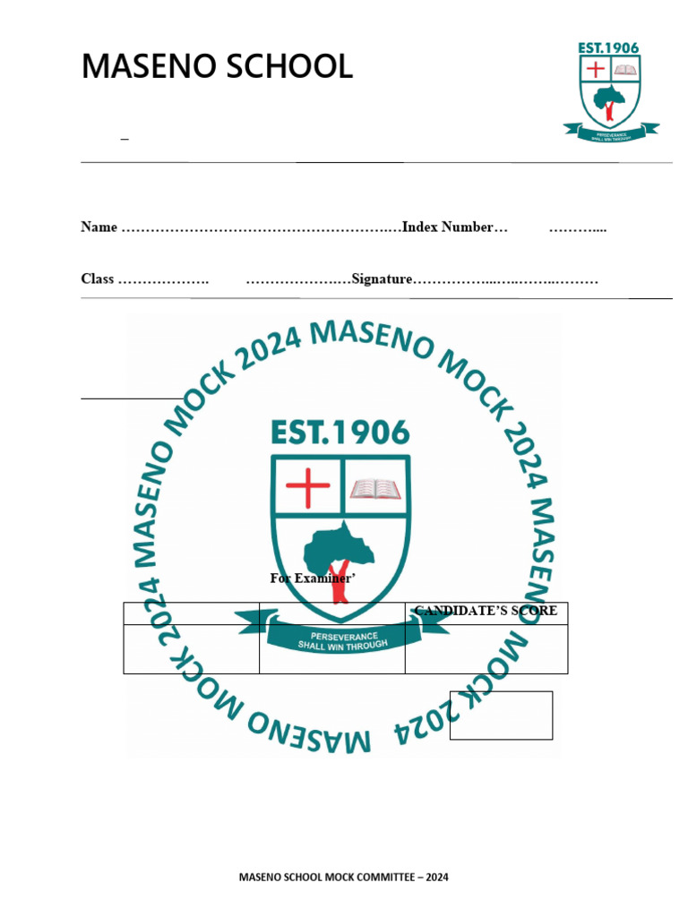 Chemistry Paper 1 Mock 2024 | PDF | Redox | Combustion