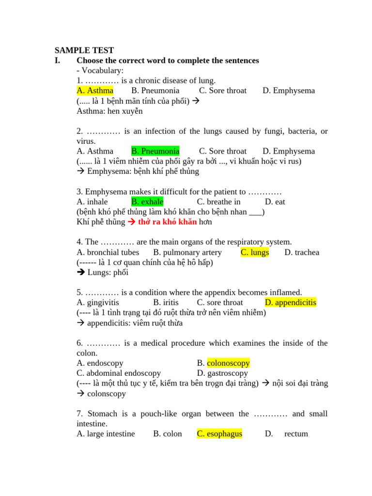 Sample Test HPIII | PDF