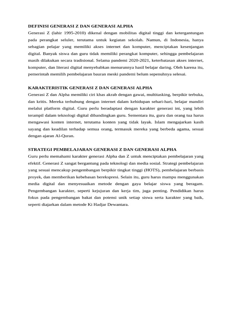 RESUME GEN Z Dan GEN ALPHA | PDF