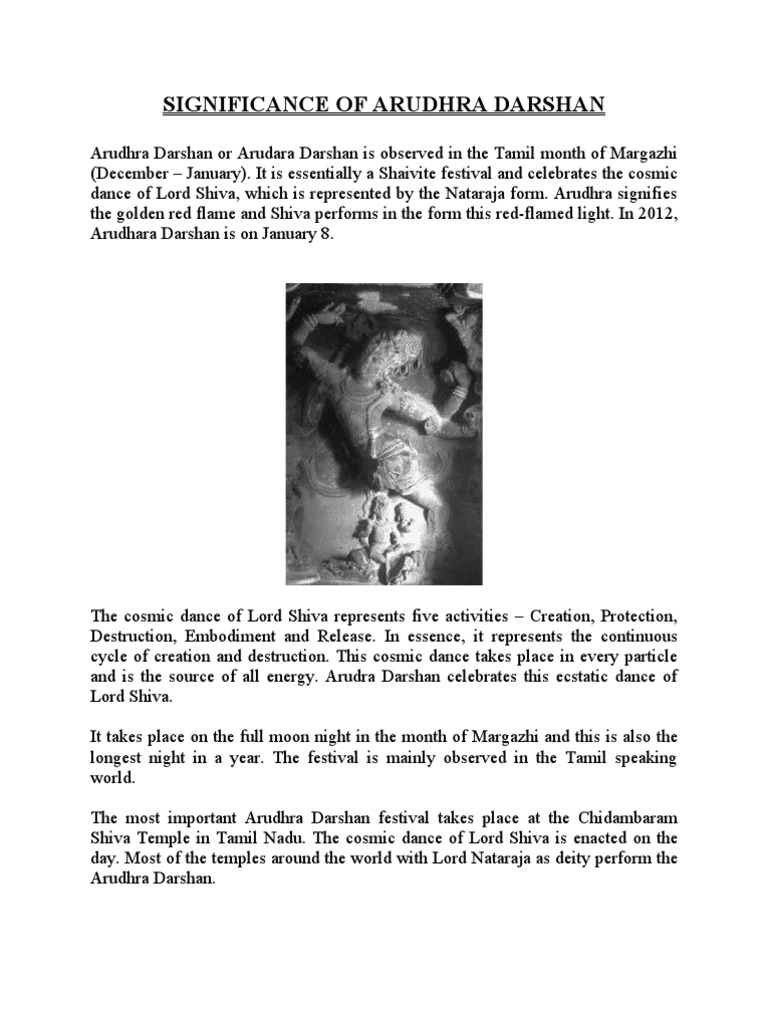 Arudhra Dharsinam | PDF | Hindu Worship | Hindu Behaviour And Experience