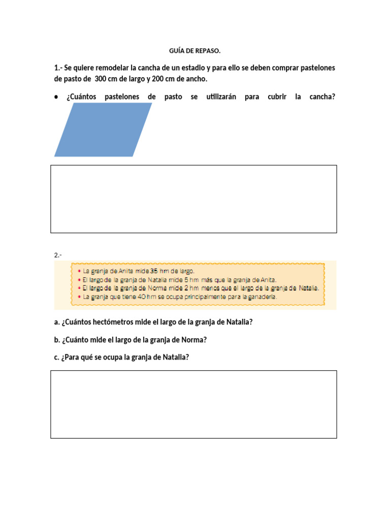 Ejercicios de Matemáticas sobre Áreas y Perímetros | PDF | Hogar ...