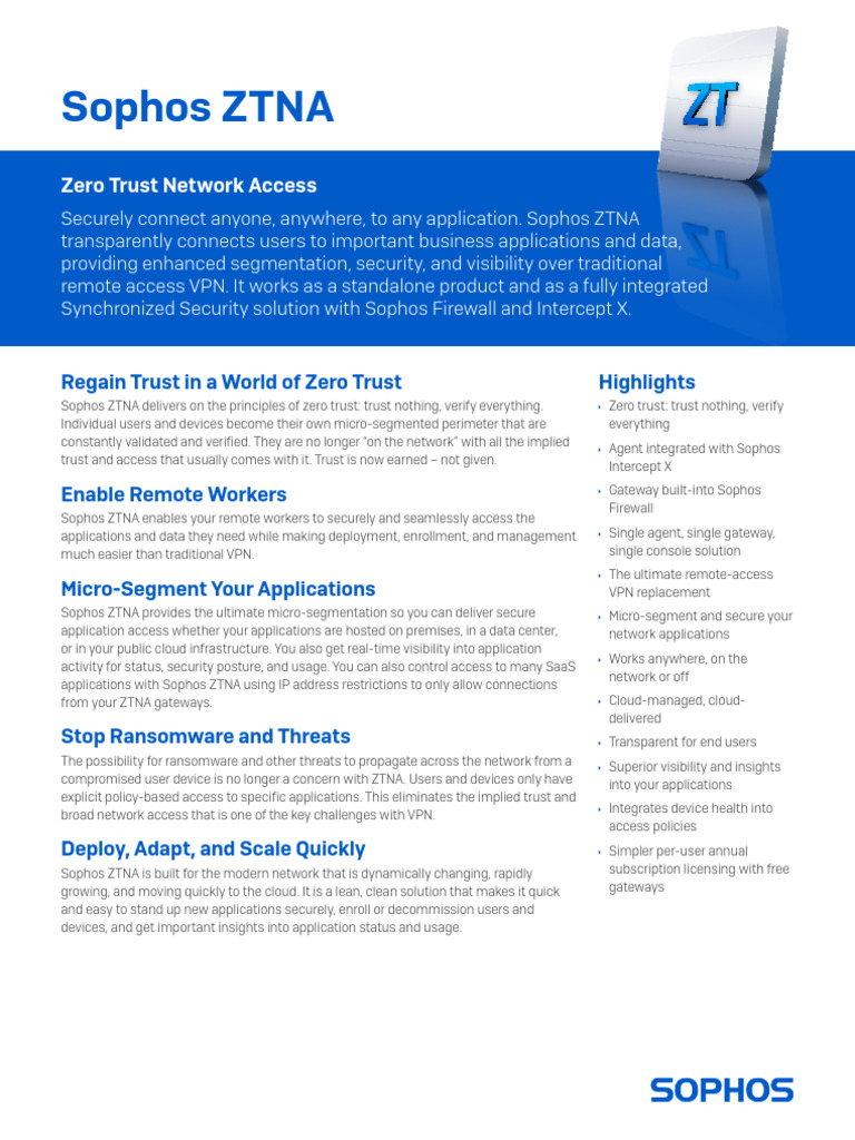 Sophos-Ztna-Ds | PDF | Computer Network | Security