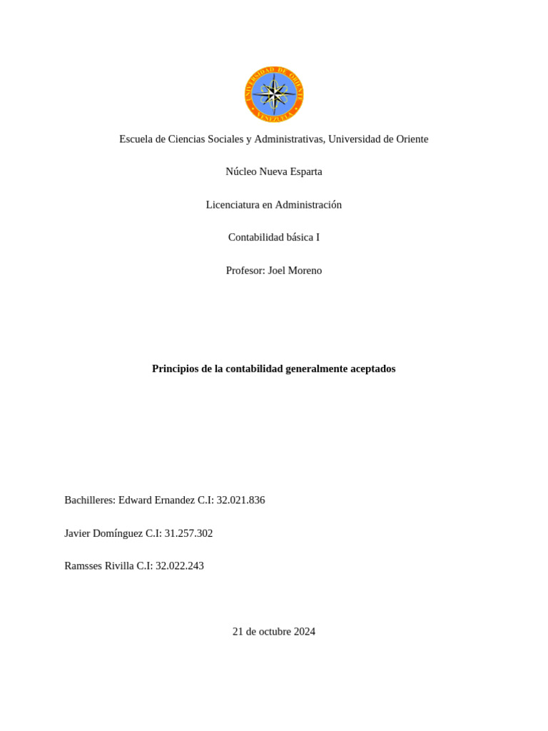 Principios de La Contabilidad Generalmente Aceptados | PDF ...
