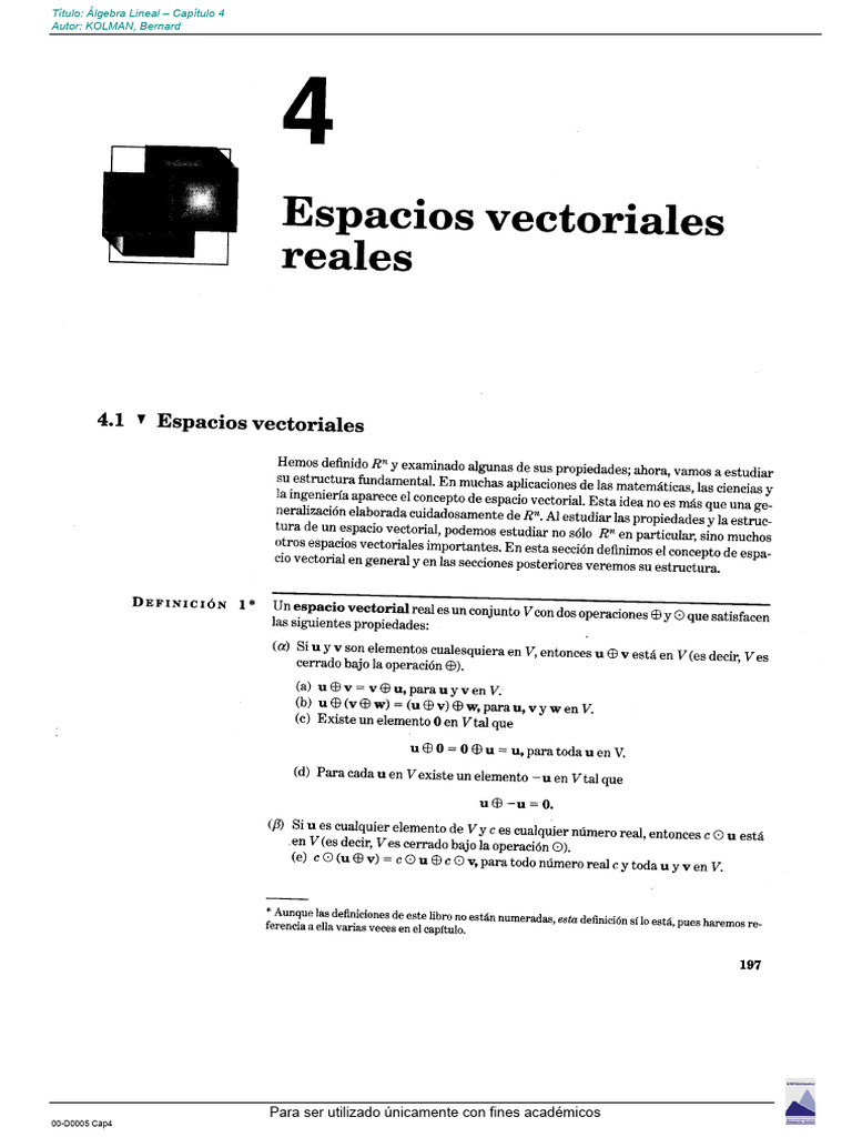 Espacios Vectoriales | PDF | Álgebra lineal | Estructuras matemáticas