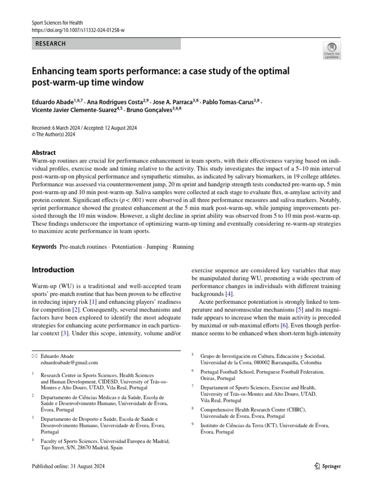 Enhancing Team Sports Performance - A Case Study of The Optimal Post ...