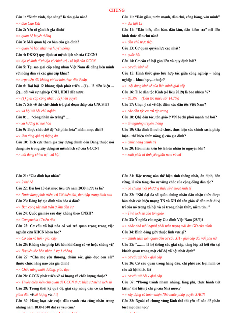 Đáp án trắc nghiệm CNXHKH | PDF
