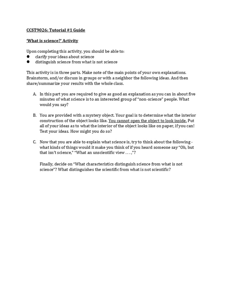 Tutorial #1 What Is Science | PDF