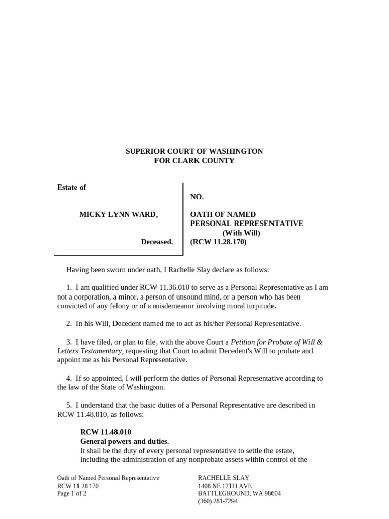 Oath-PR-WW | PDF | Probate | Civil Law (Common Law)