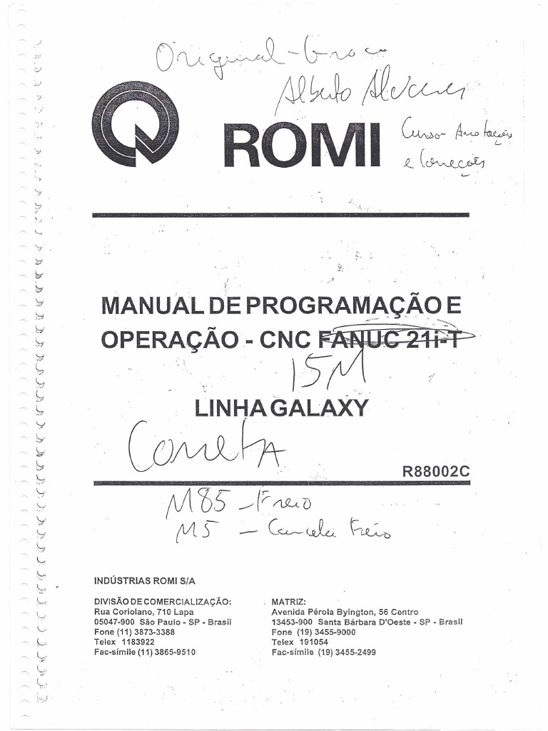 Manual de Programação e Operação - CNC Fanuc 21i-T | PDF