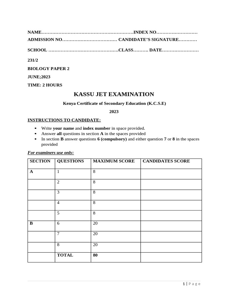 BIO p2 2023 final | PDF | Hormone