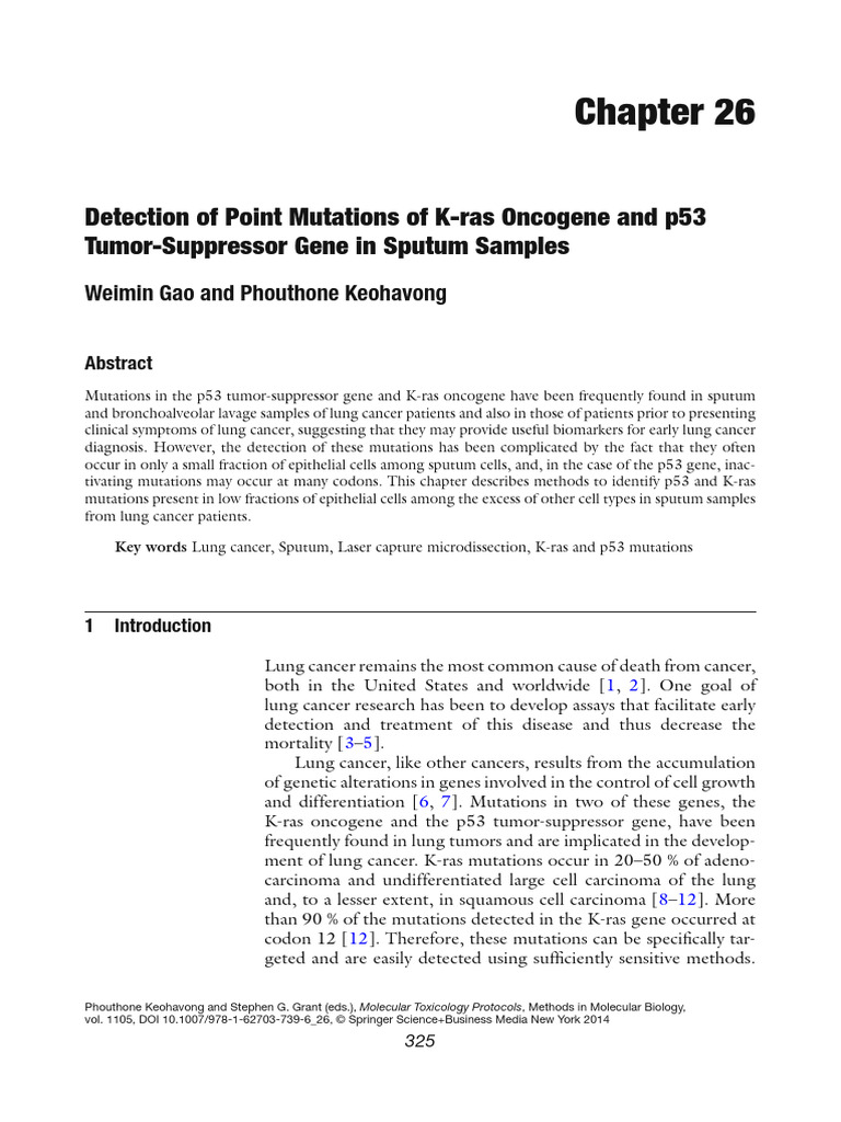 Detection of Point Mutations of K-Ras Oncogene and p53 in Sputum ...