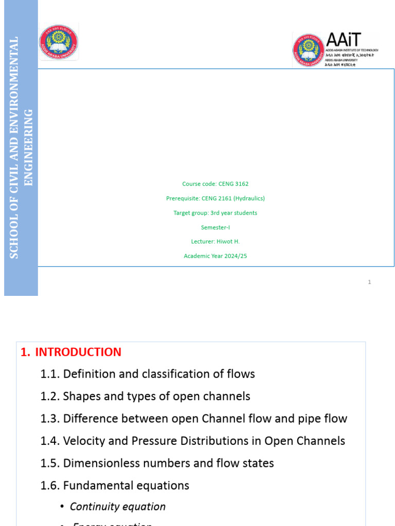 Planiform Flow in Open Channels | PDF | Force | Physical Quantities