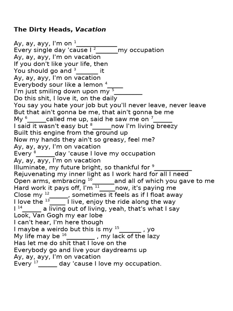 The Dirty Heads, ay ay ayy | PDF