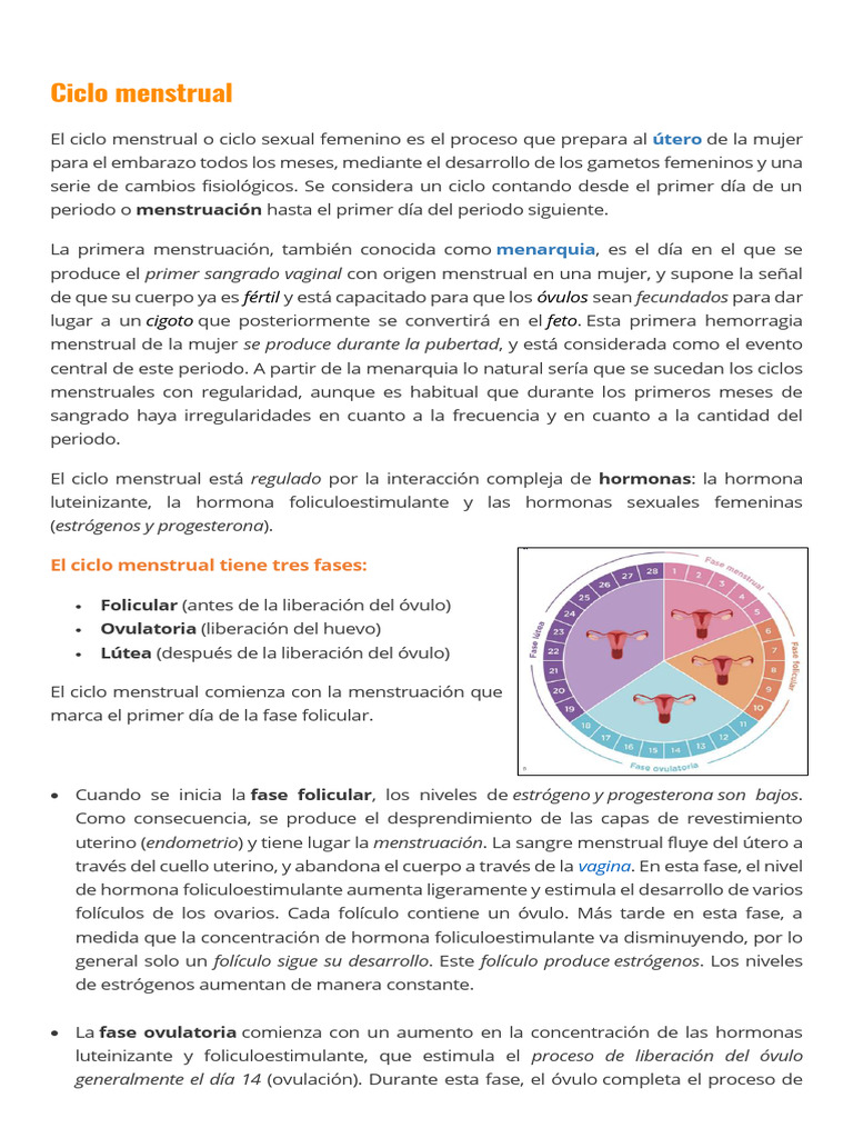 Ciclo Menstrual | PDF | Ciclo menstrual | Menstruación