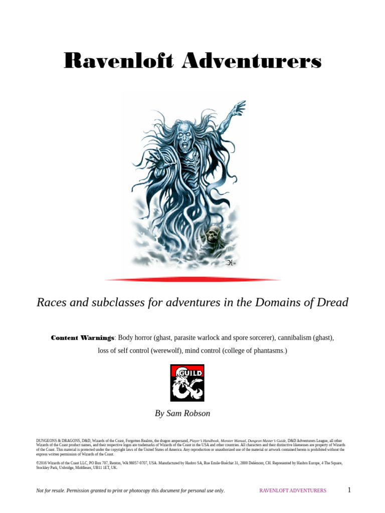 1619508-Ravenloft Adventurers v1 | PDF | Wizards Of The Coast | Gary ...