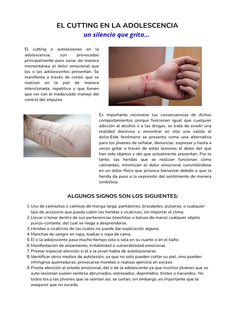 EL CUTTING en LA ADOLESCENCIA Un Silencio Que Grita... El Cutting o ...