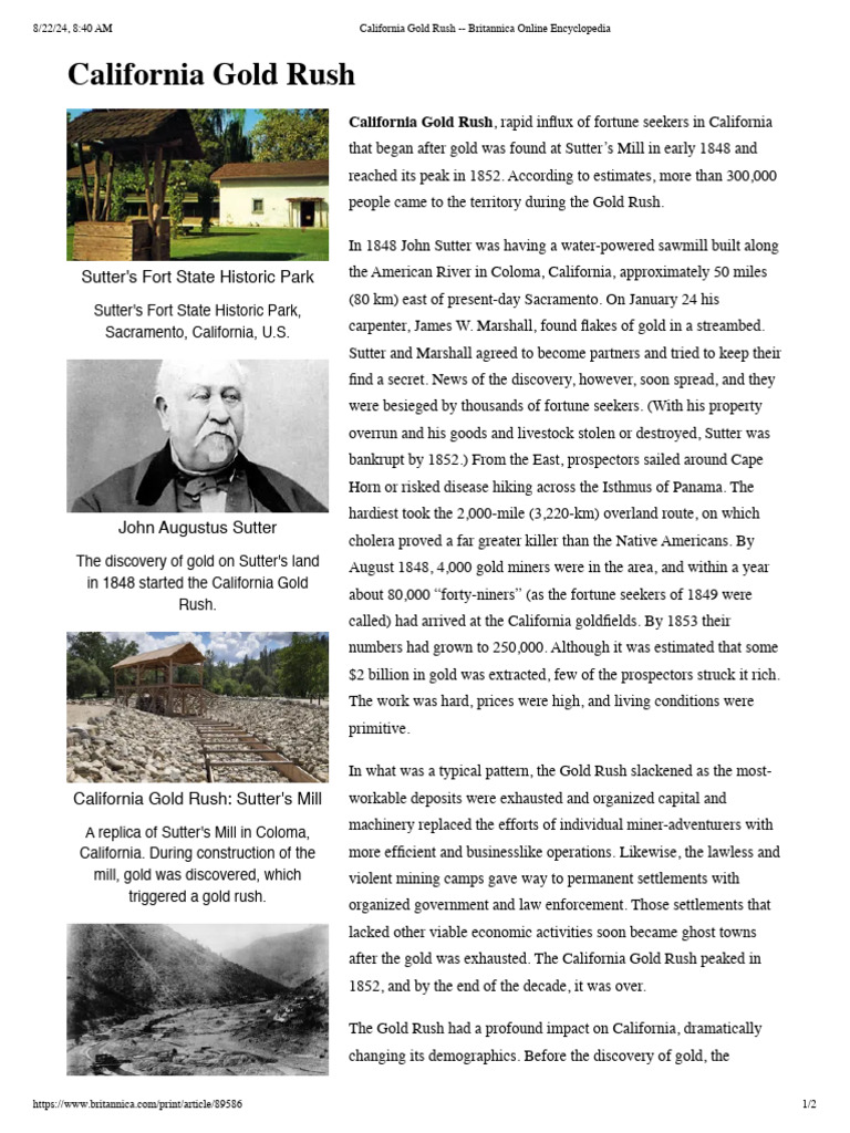 California Gold Rush - Britannica Online Encyclopedia | PDF | Gold ...
