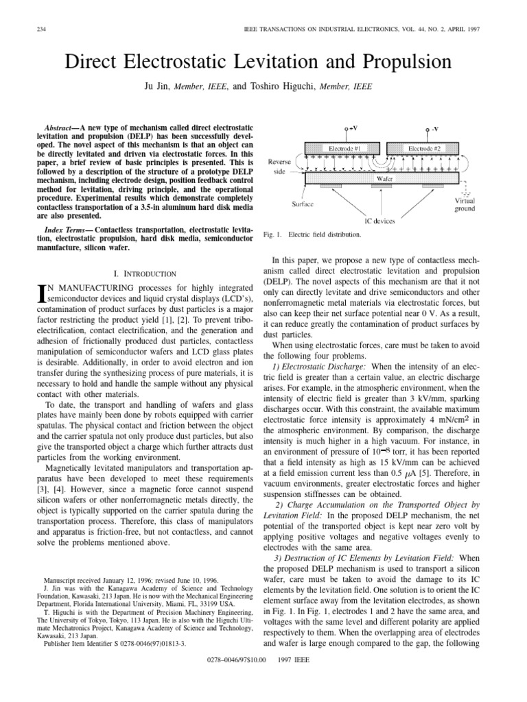 Direct Electrostatic Levitation and Prop | PDF | Amplifier | Force