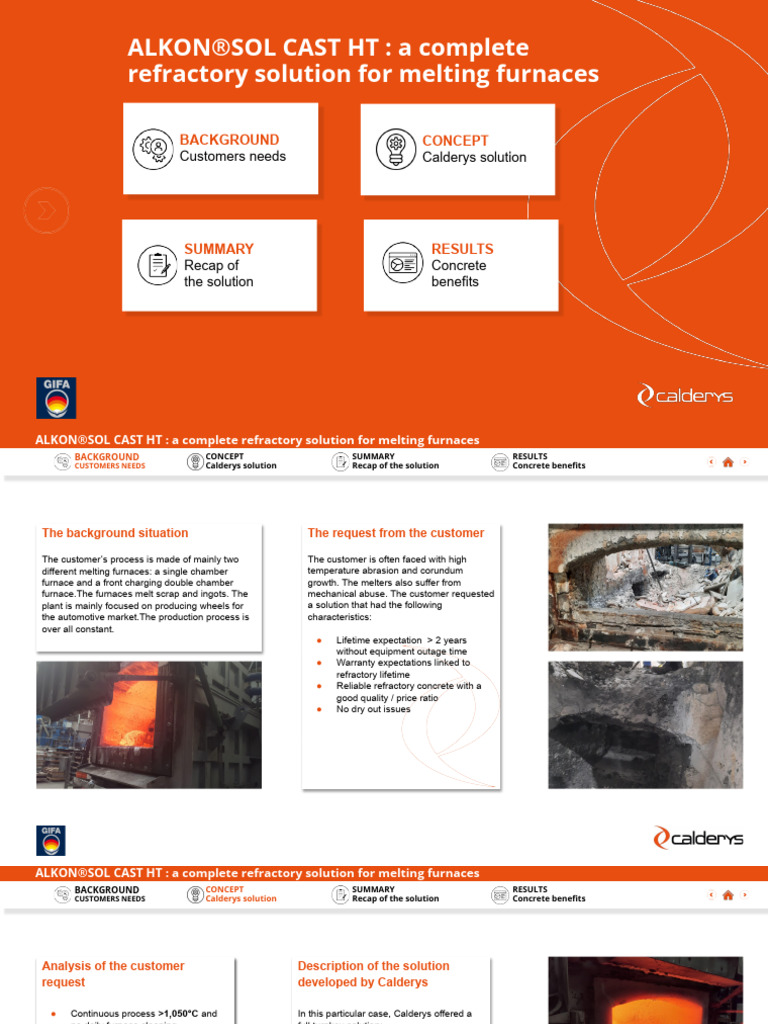 ALKON®SOL CAST HT A Complete Refractory Solution For Melting Furnaces ...
