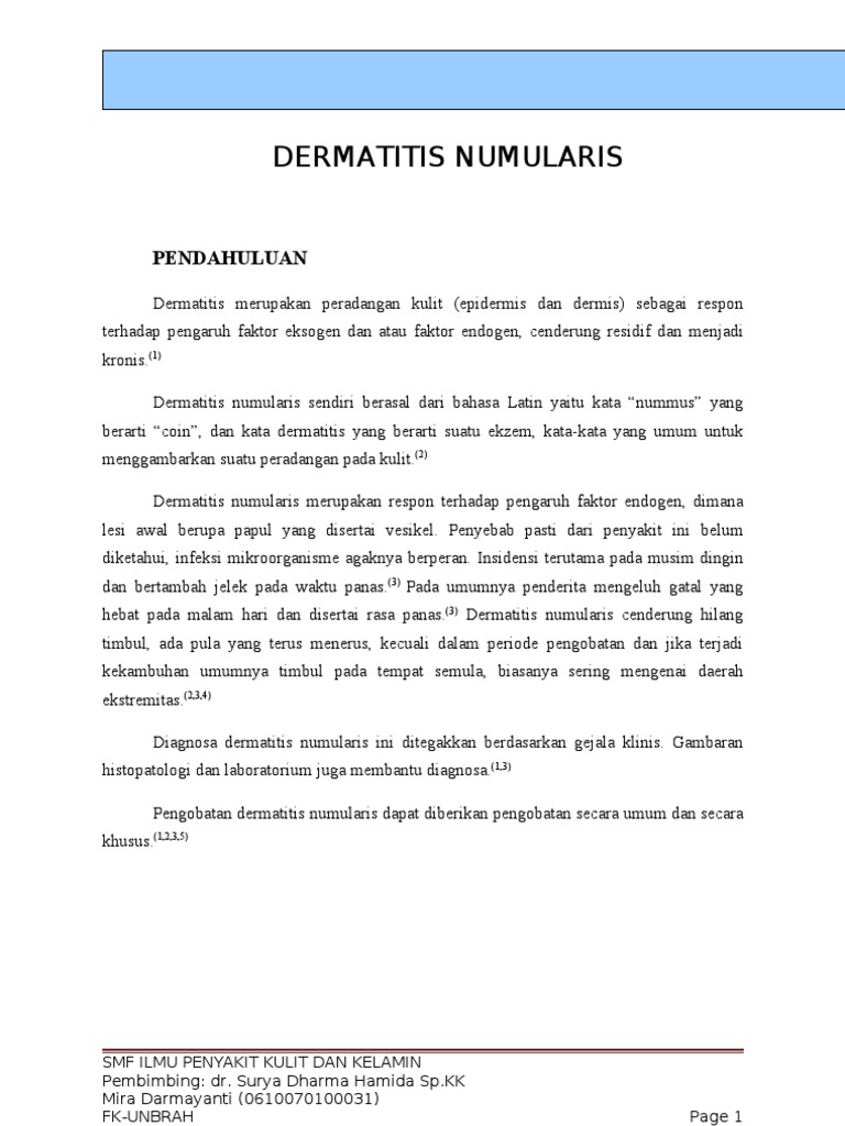 Dermatitis Numularis | PDF