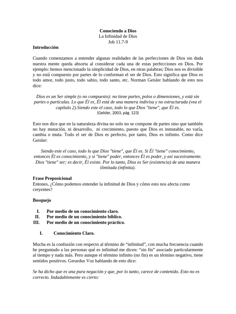 Conociendo A Dios, La Infinitud | PDF | Dios | infinito