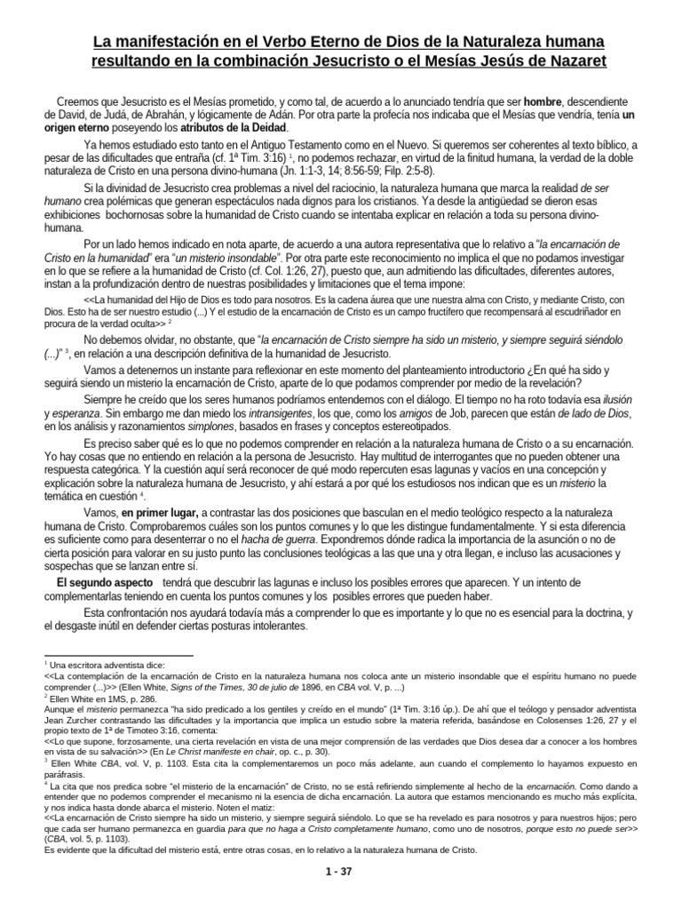 8la Manifestación en El Verbo Eterno de Dios de La Naturaleza Humana 37 | PDF | Pecado | Jesús