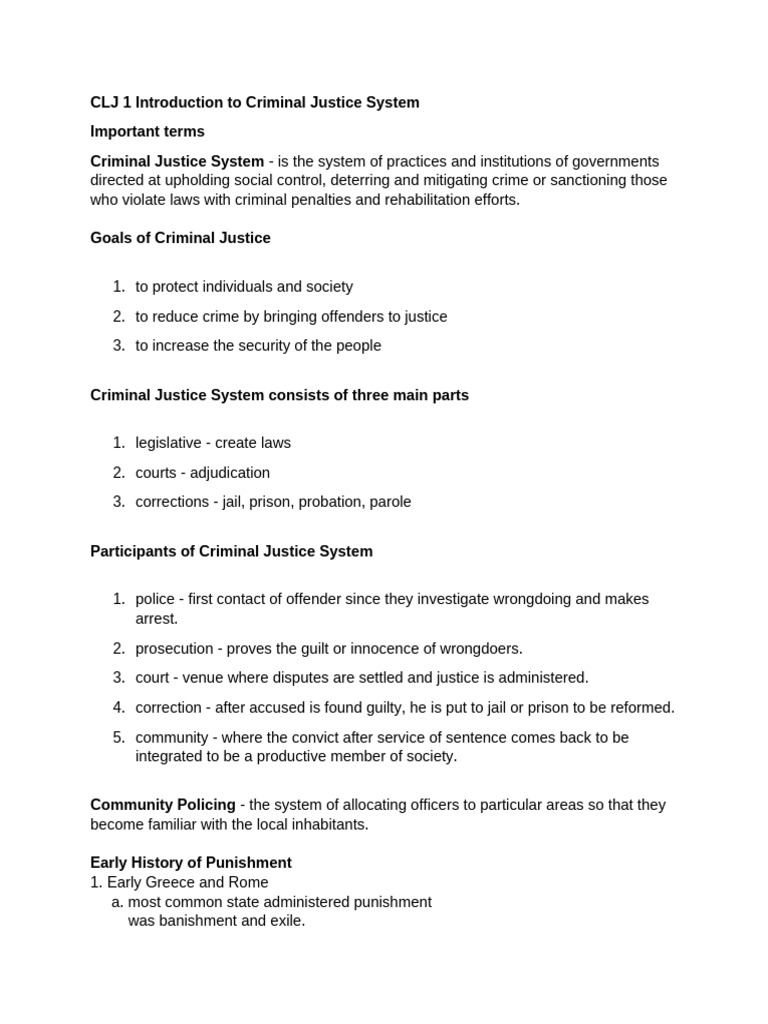 CLJ 1 Introduction To Criminal Justice System | PDF | Prosecutor | Prison