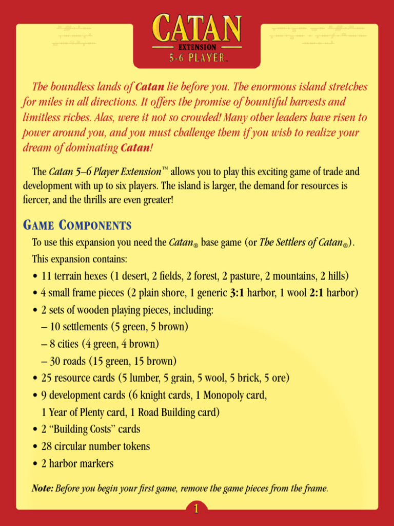 Archive Rules For Catan | PDF | Tabletop Games | Games Of Mental Skill