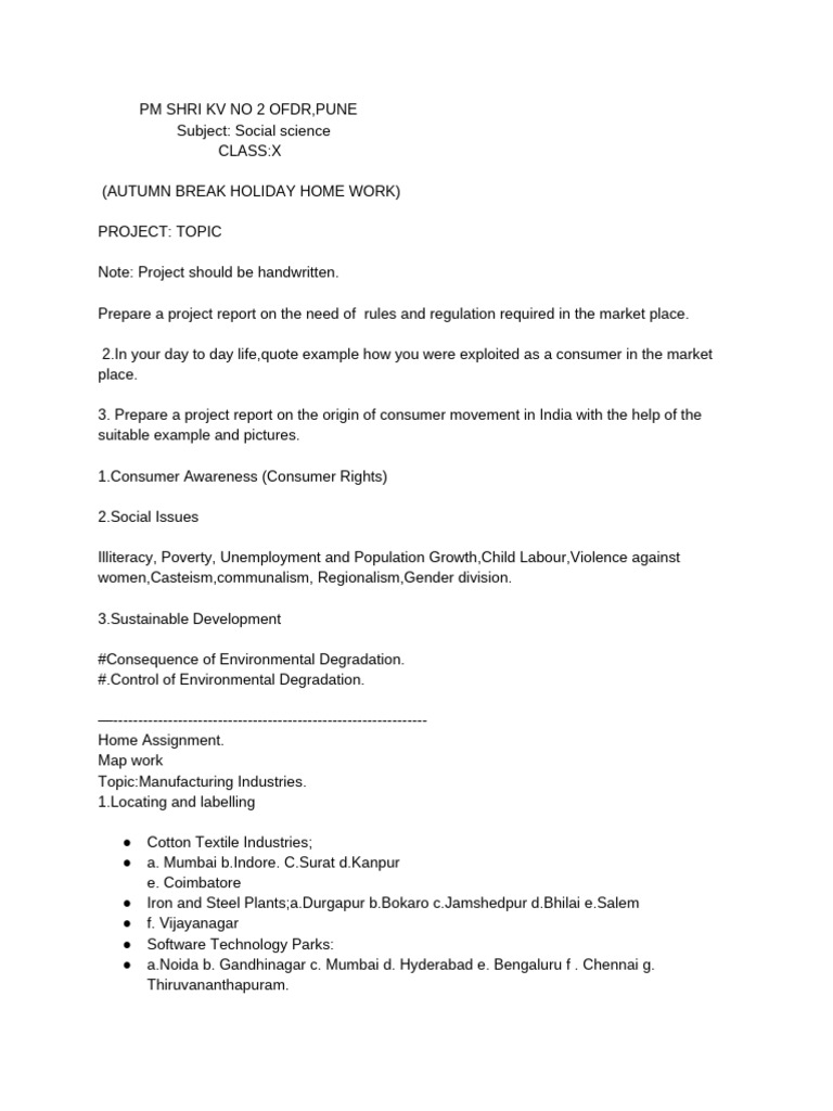 Class XthAutumn Break Home Assignment. | PDF | Business Class XthAutumn Break Home Assignment. | PDF | Business