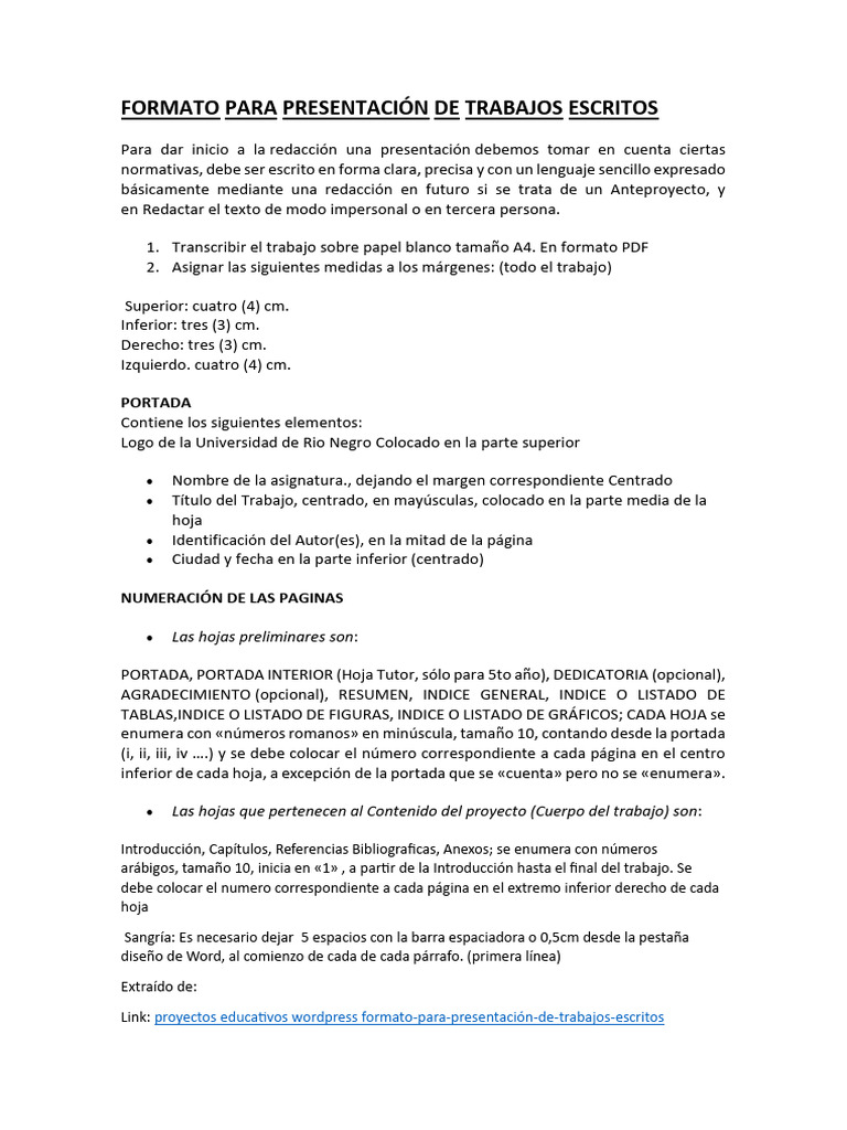 Formato para Presentación de Trabajos Escritos | PDF | Estilo apa | Publicación