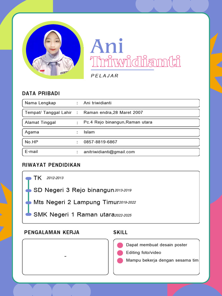 Daftar Riwayat Hidup Akuntan Internal Grafis Kreatif Berwarna Biru Dan ...