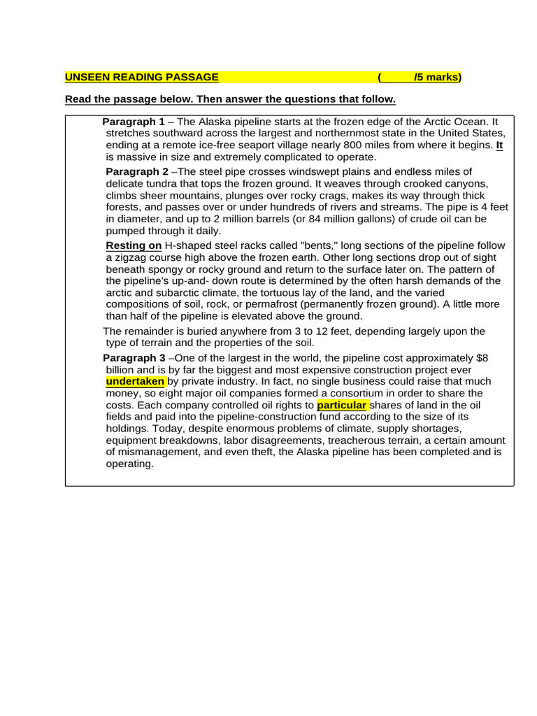 Unseen Reading Passage (/5 Marks) | PDF | Missouri River | Lewis And ...