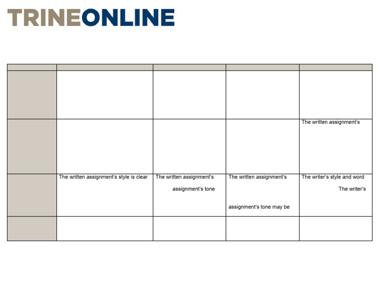 Written Assignment Rubric (1) | PDF | Grammar | Syntax