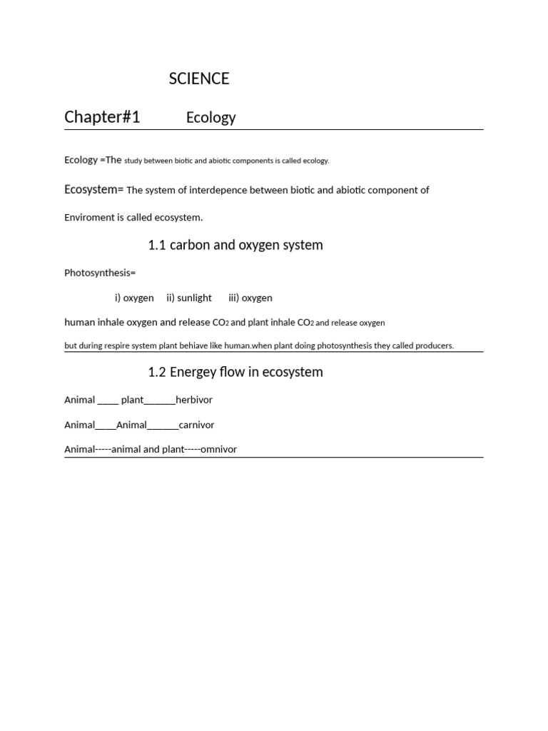 Science Chapter#1: Ecology | PDF | Science & Mathematics