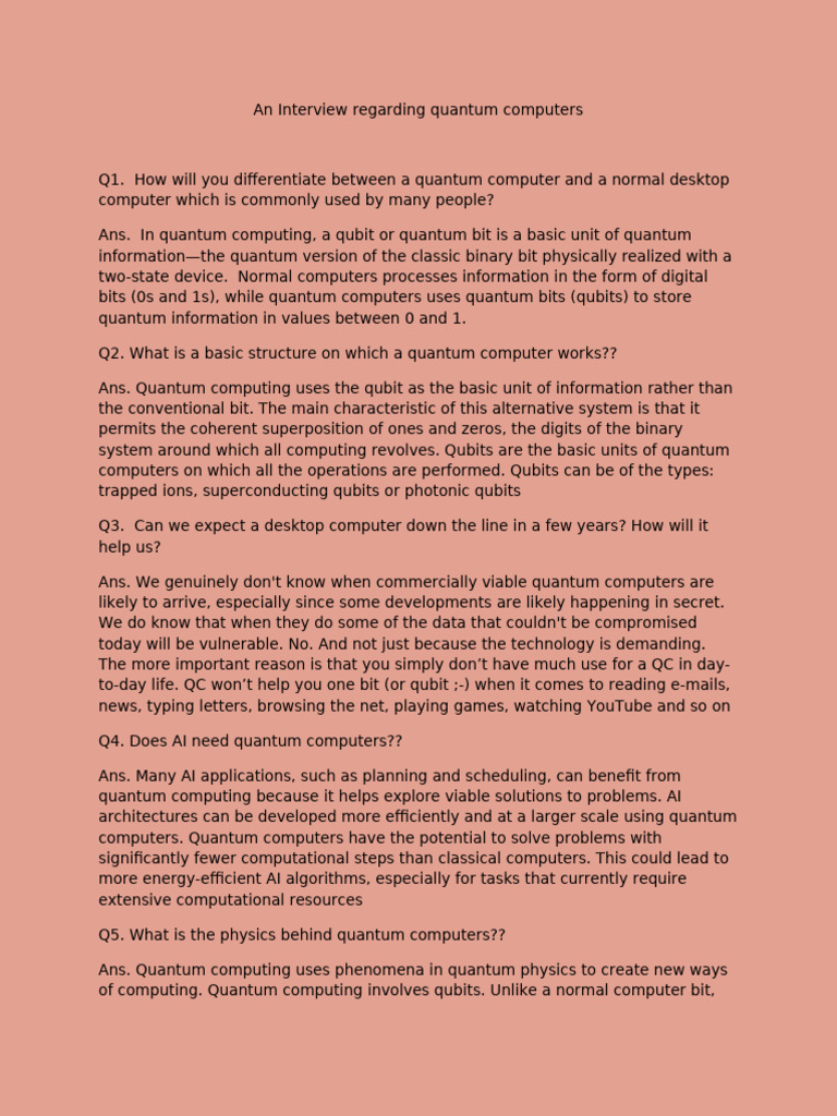 An Interview Regarding Quantum Computers | PDF | Quantum Computing | Computing