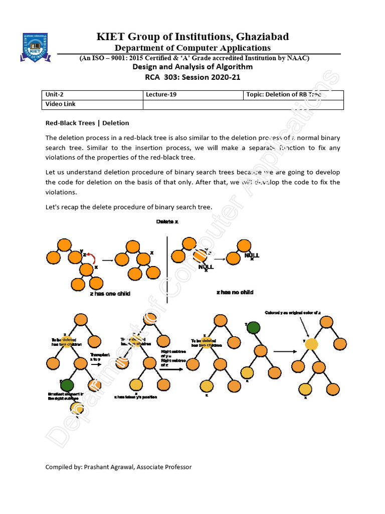 Red-Black Tree Deletion Guide | PDF | Algorithms And Data Structures ...