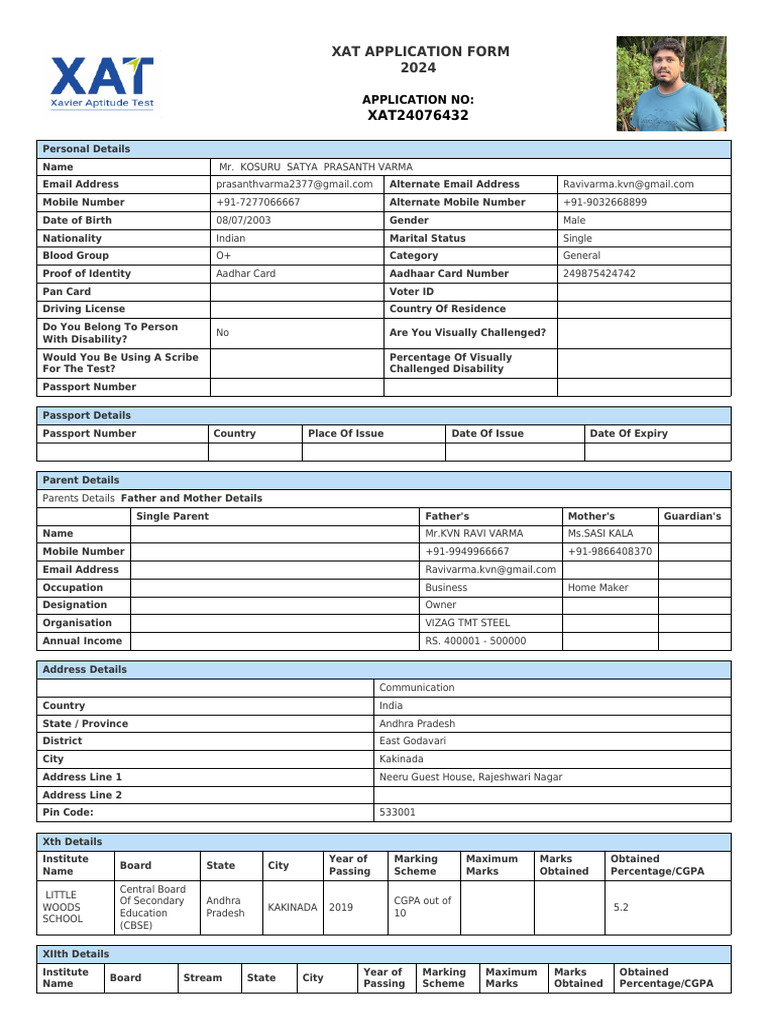 Application Form XAT24076432 | PDF