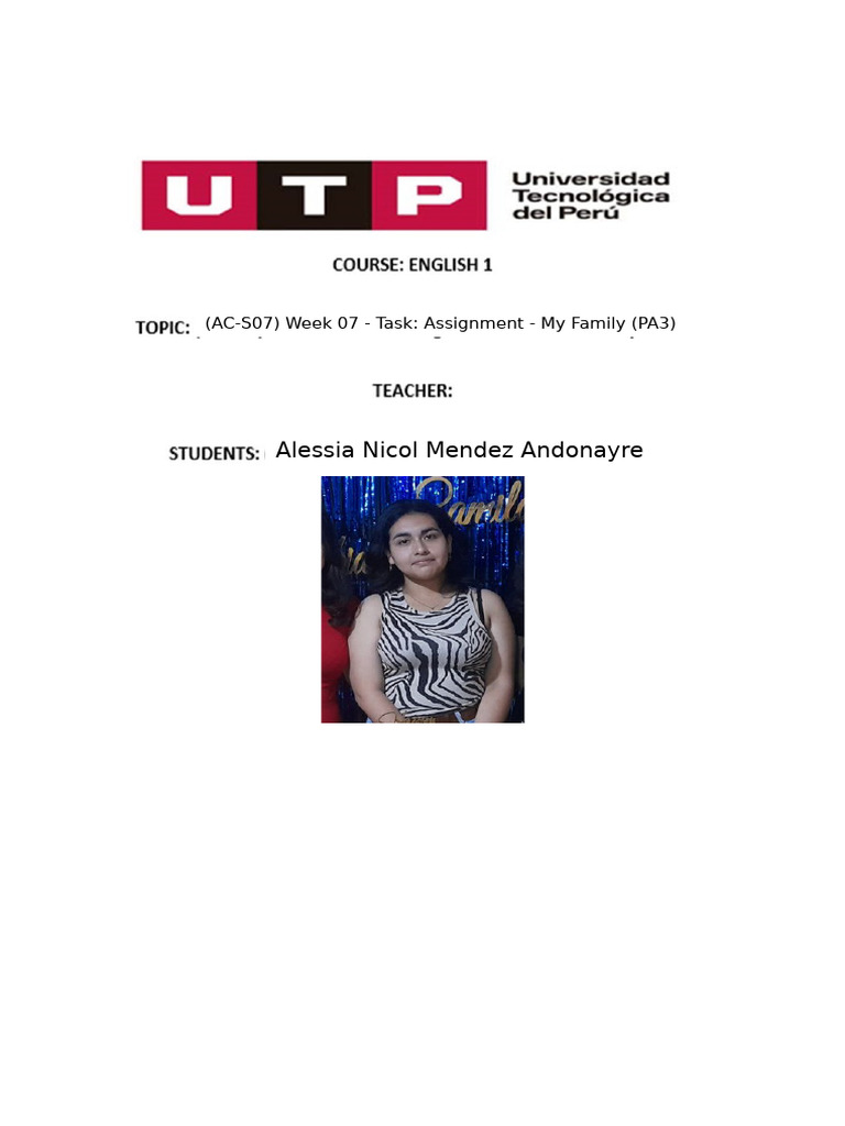 My Family Week 07 - Alessia Mendez | PDF | Social Science