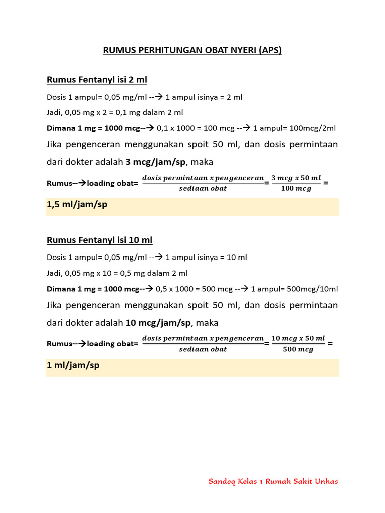 Rumus Perhitungan Obat | PDF