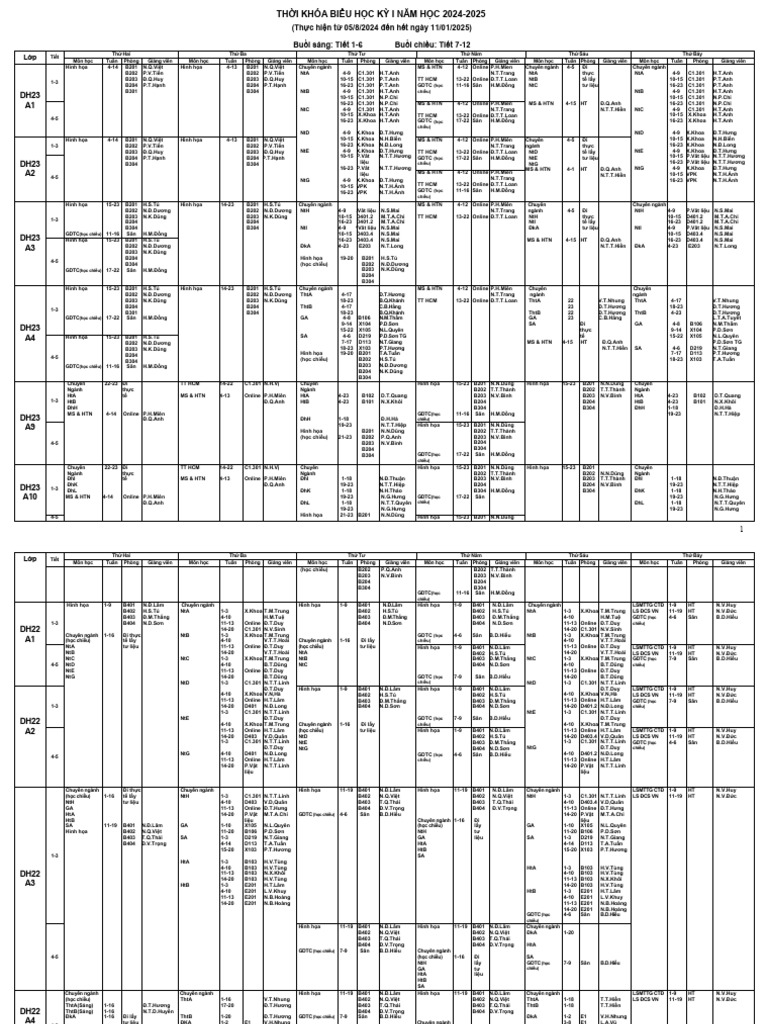 TKB hk1 Năm 2024-2025 - Ngày2.8 - Cắt DH24 | PDF