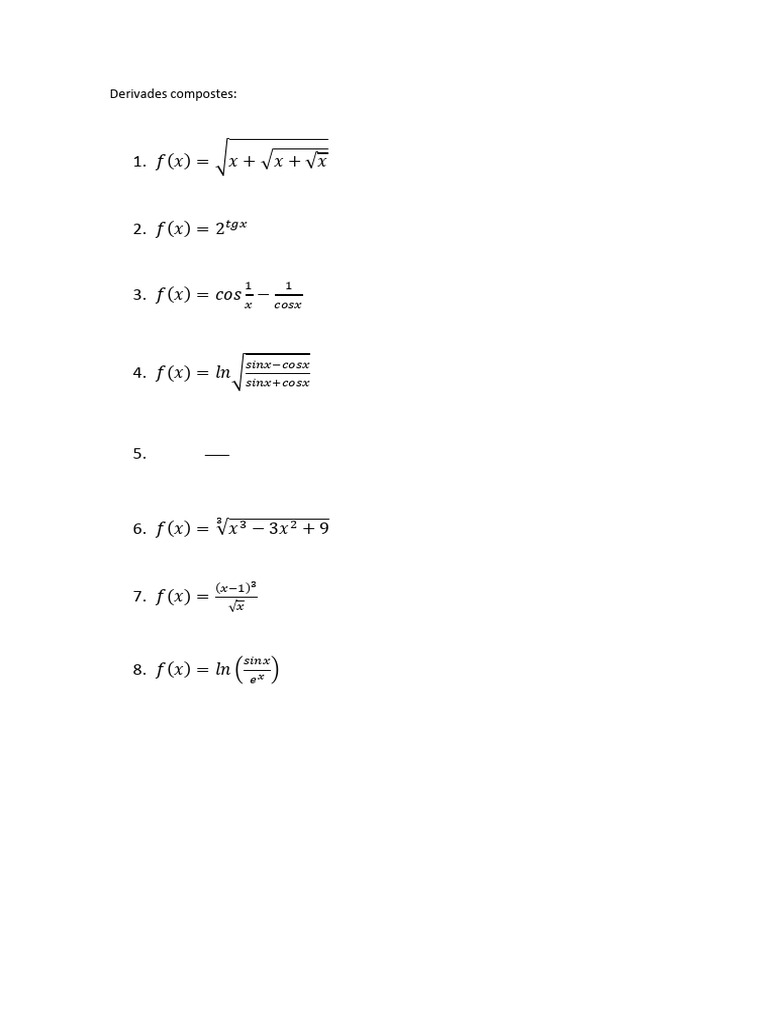 Deriva Les Segueents Funcions2 | PDF