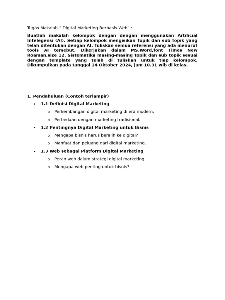 Tugas Kewirausahaan tema Digital Marketing Berbasis Web | PDF