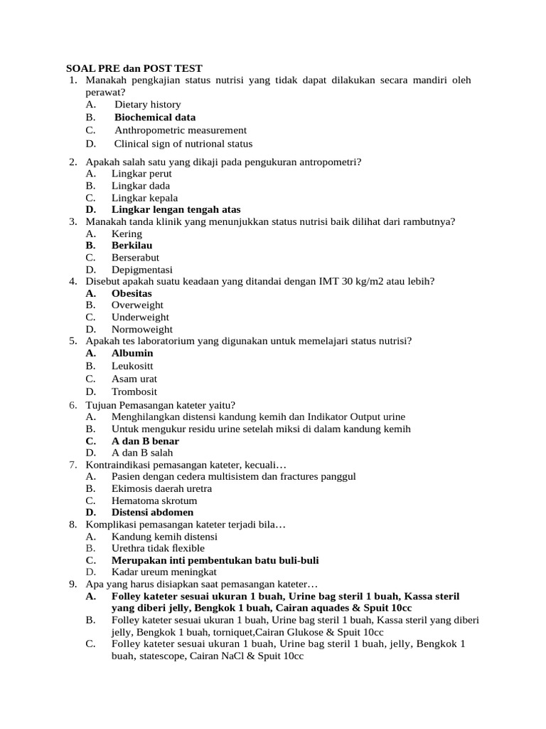 Contoh Soal Pre dan Post Test Kesehatan | PDF