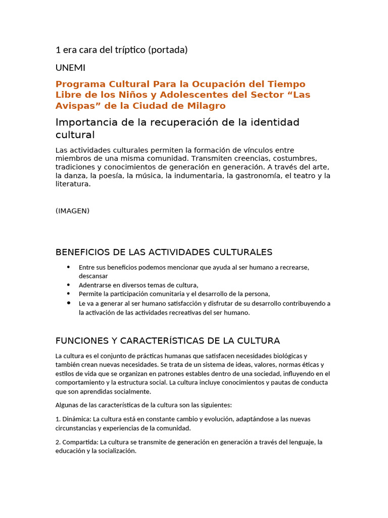 1 Era Cara Del Tríptico | PDF | Bailes | Comunidad
