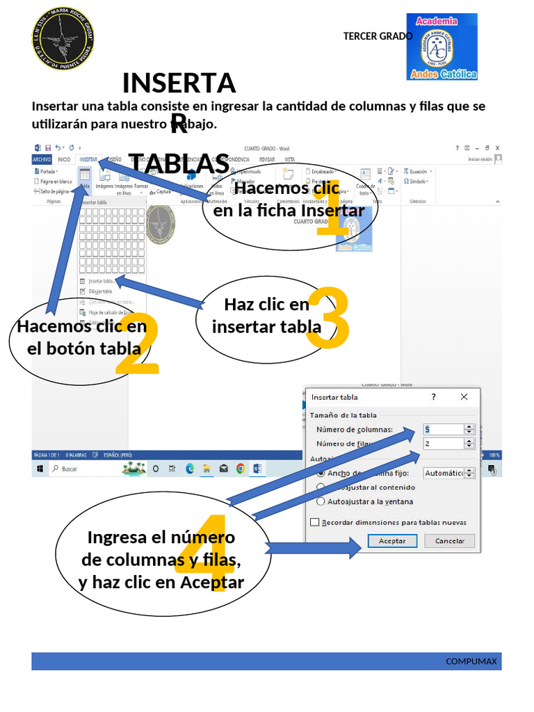 Guía Rápida: Insertar Tablas en Word | PDF