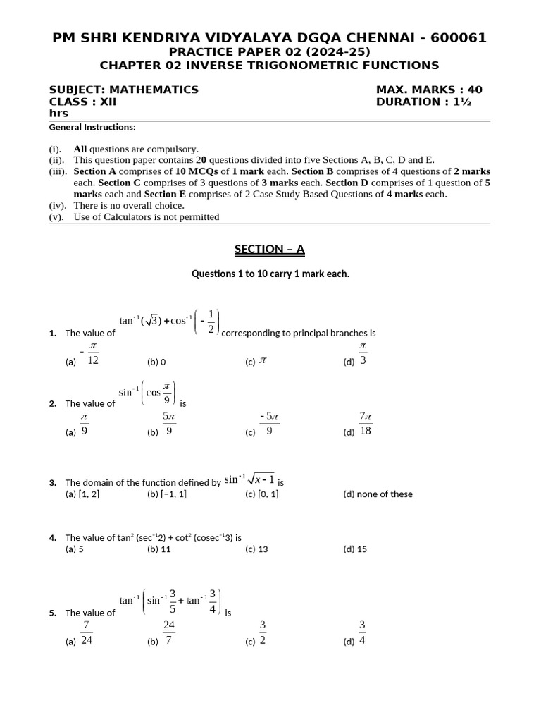 CH-2 | PDF | Function (Mathematics) | Trigonometric Functions