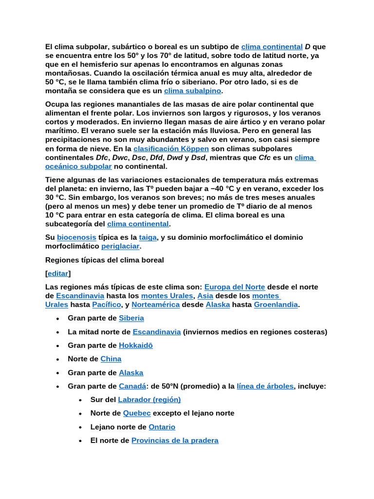 Clima Subpolar: Características y Regiones | PDF | Clima | Entorno natural